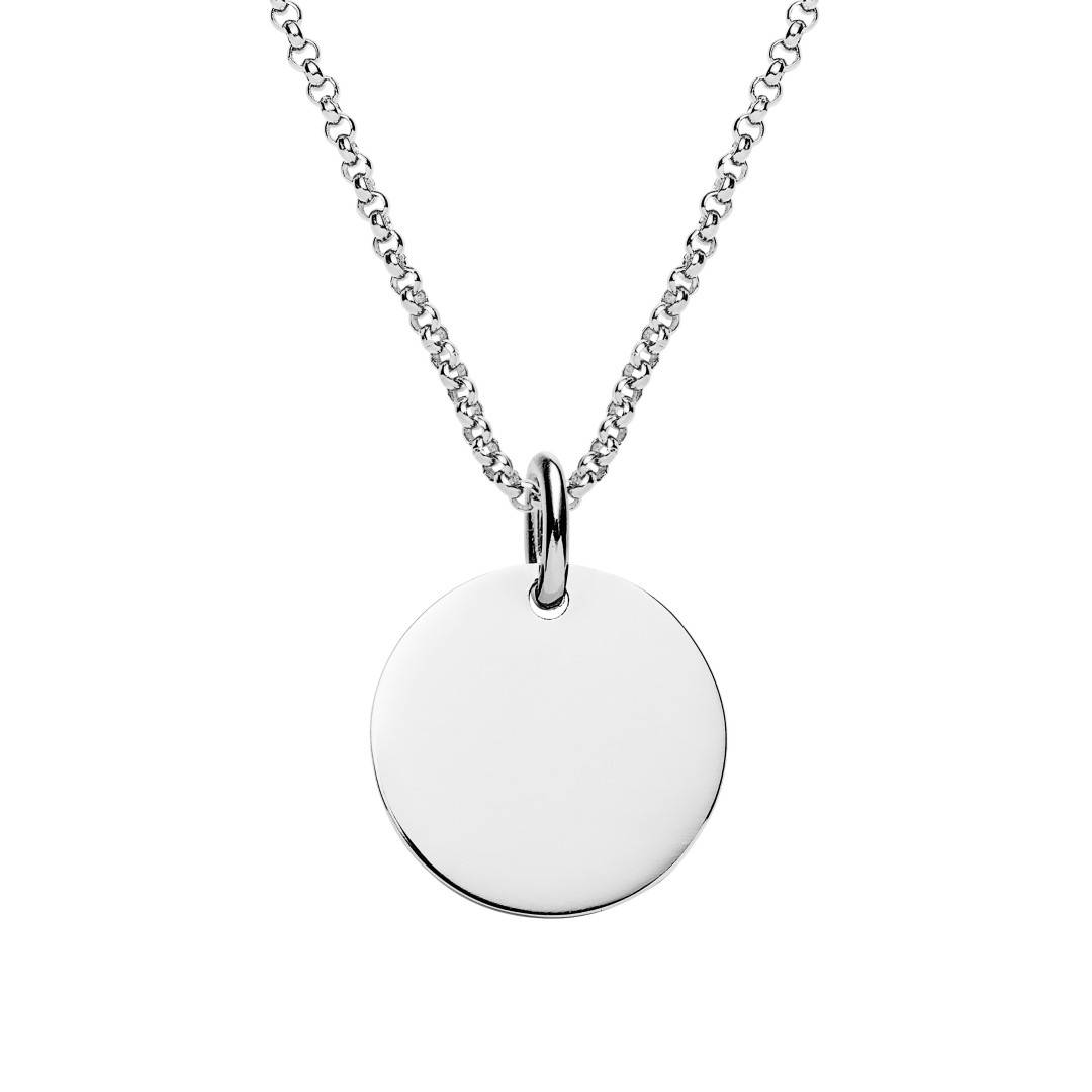 Engraved Silver Disc Necklace With Rolo Chain - Personalised Jewellery ...